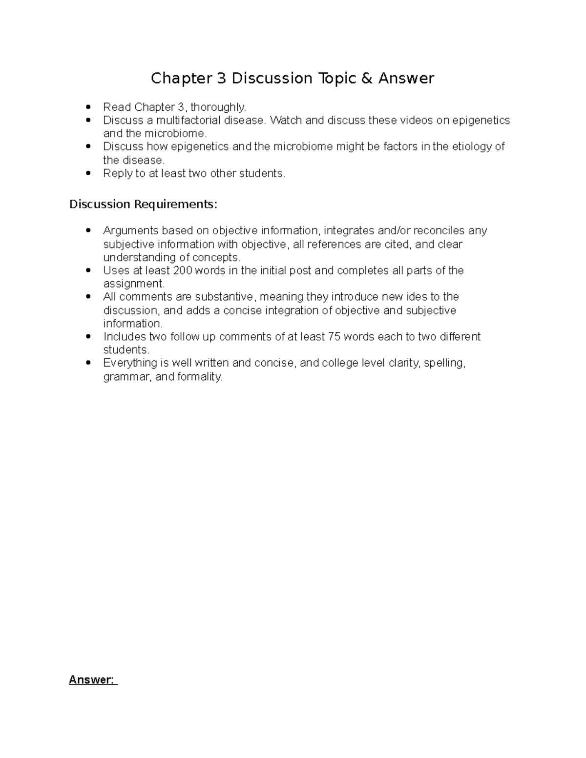 Chapter 3 Discussion - Chapter 3 Discussion Topic & Answer Read Chapter ...