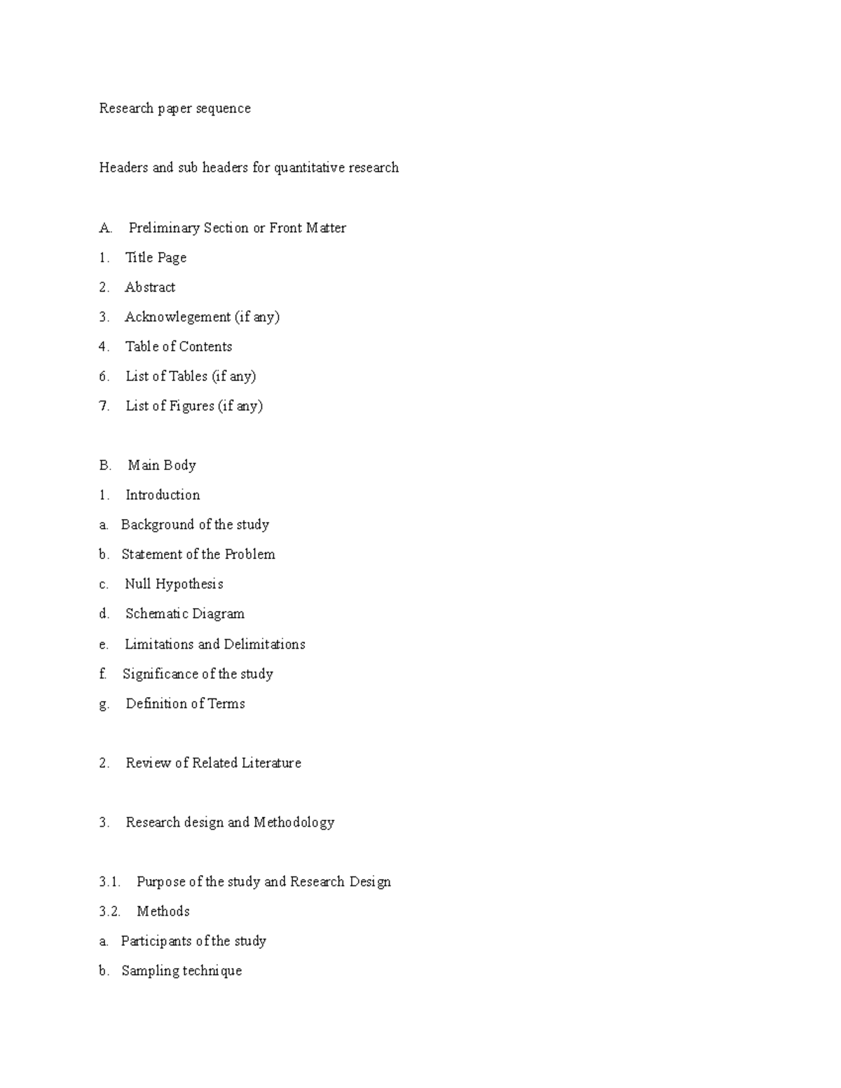 Research Paper Sequence - Research paper sequence Headers and sub ...