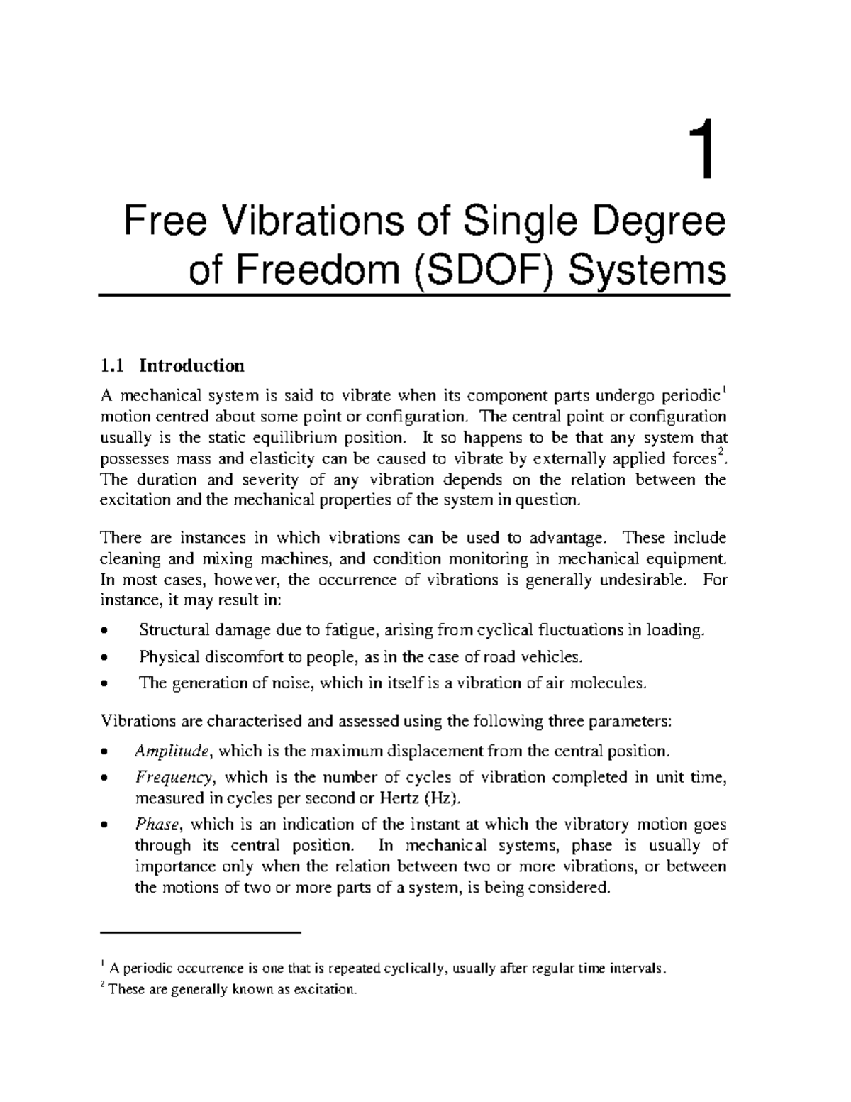 Topic 2(a) SDOF systems - 1 Free Vibrations of Single Degree of Freedom ...