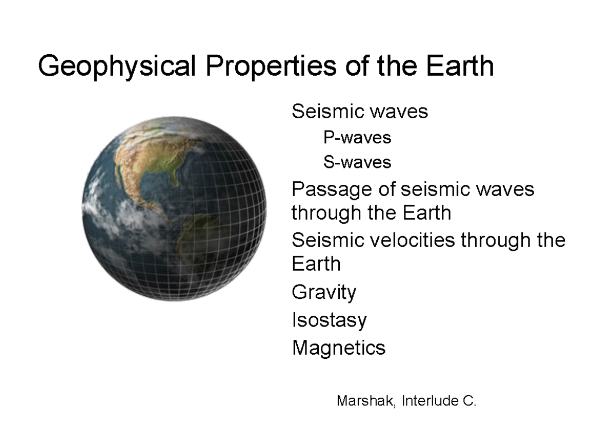 L2 Geophysical Properties - Geophysical Properties of the Earth Seismic ...