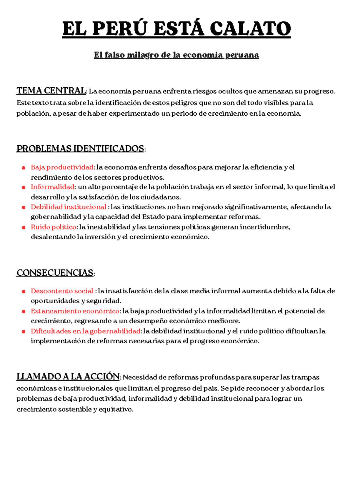 EL PERÚ ESTÁ calato - EL PERÚ ESTÁ CALATO El falso milagro de la ...