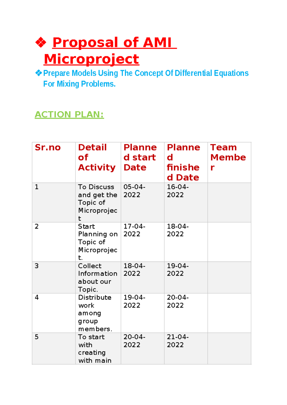 Proposal of AMI Microproject - Proposal of AMI Microproject Prepare Models Using The Concept Of ...