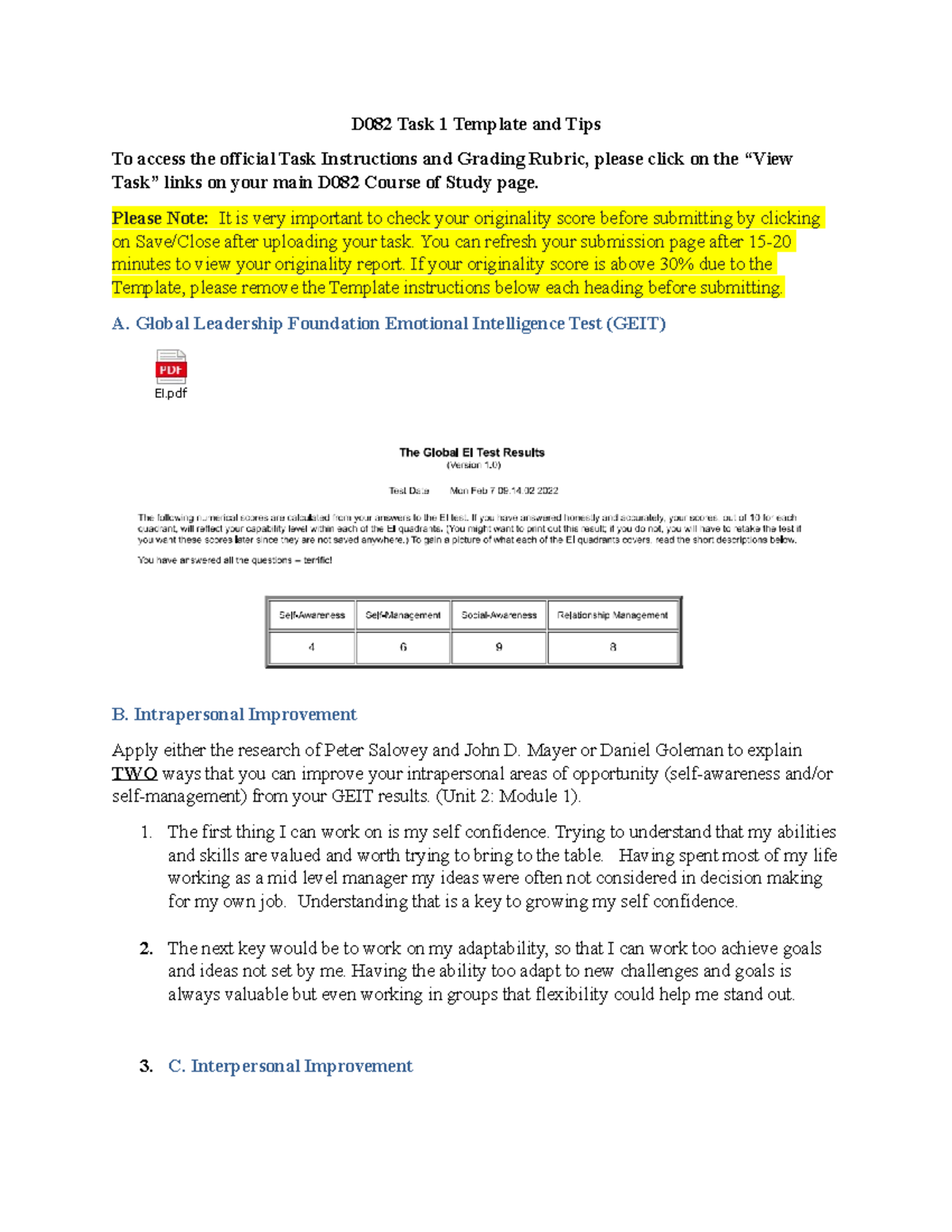 D082 Task 1 full assignment. - D082 Task 1 Template and Tips To access the official Task - Studocu