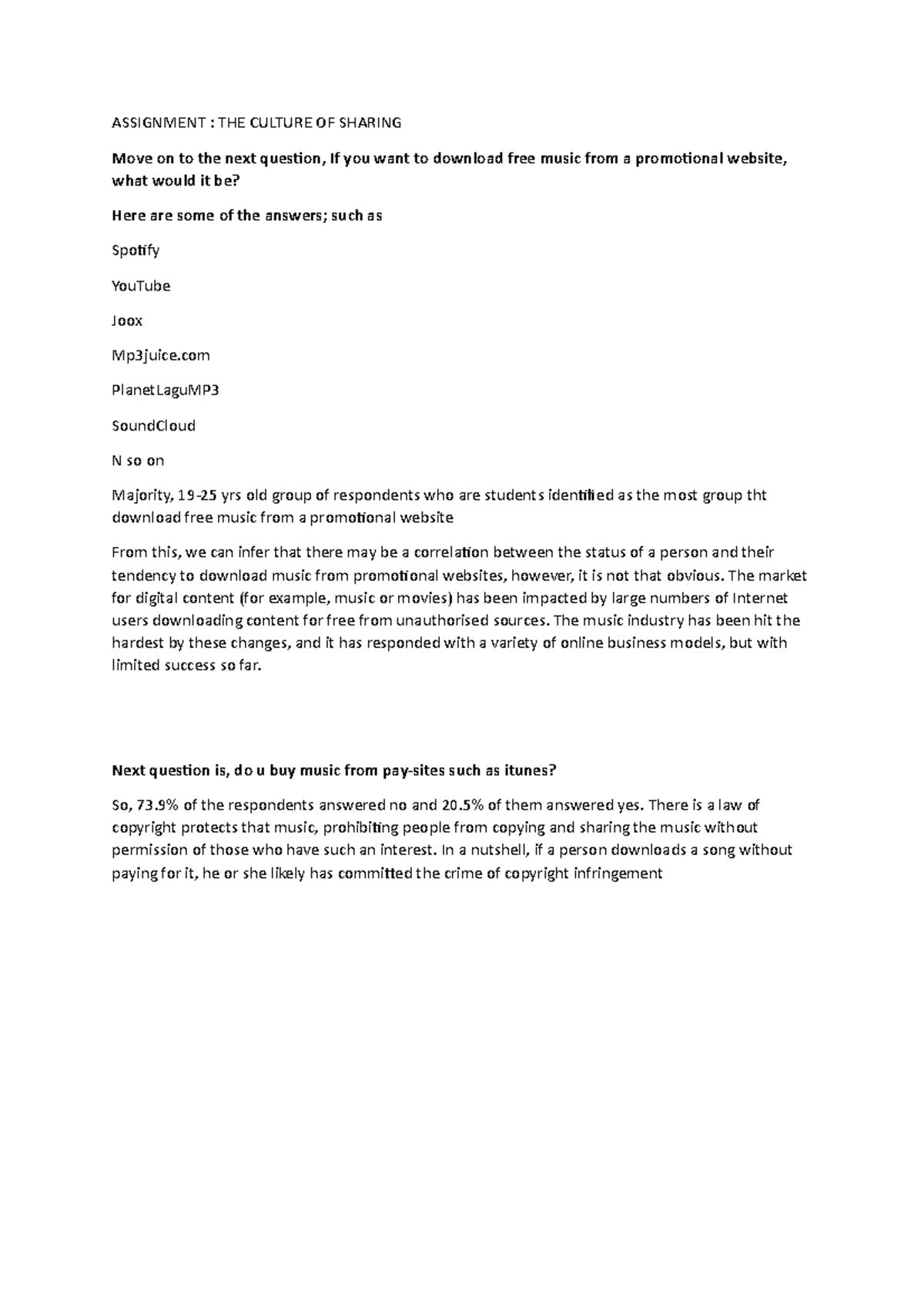 Script csc ASSIGNMENT sharing culture - ASSIGNMENT : THE CULTURE OF ...