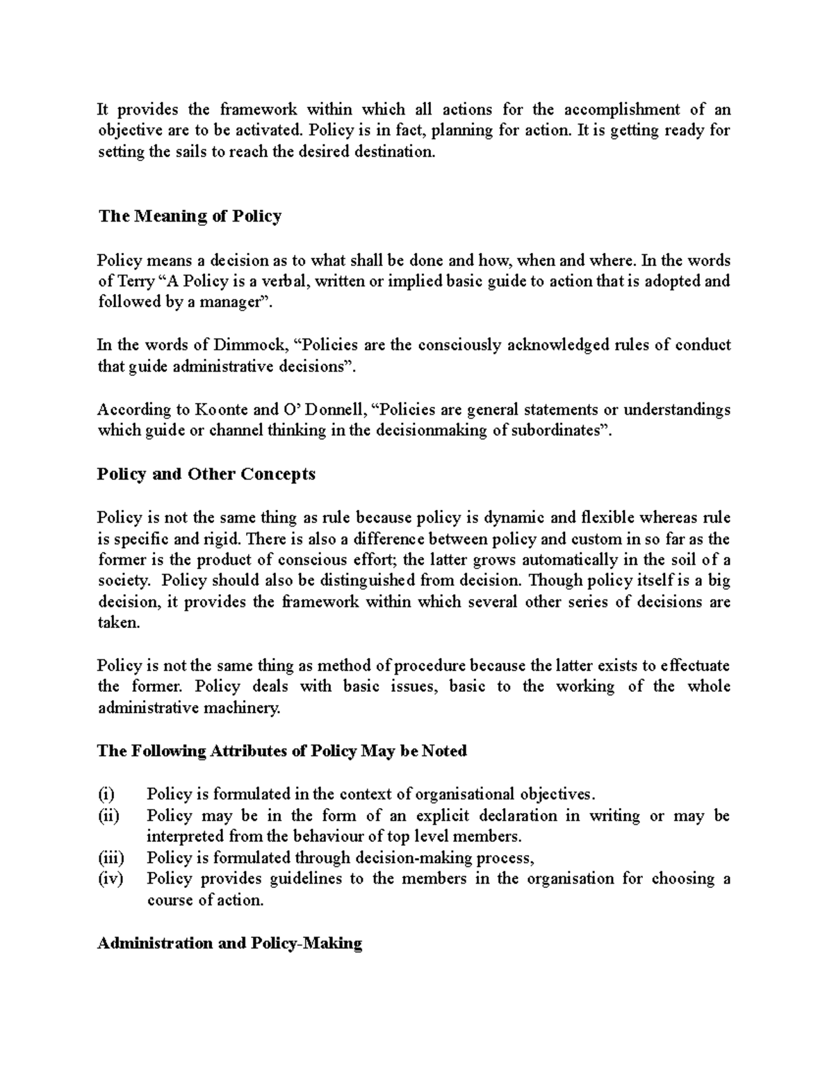 Introduction to Public Administration (12) - It provides the framework ...