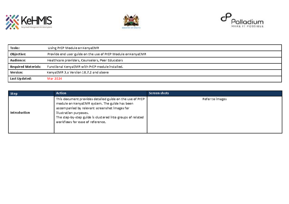 SOP Kenya EMR Pr EP-Module-User-Guide Mar-2024 Final-1 - Tasks: Using ...