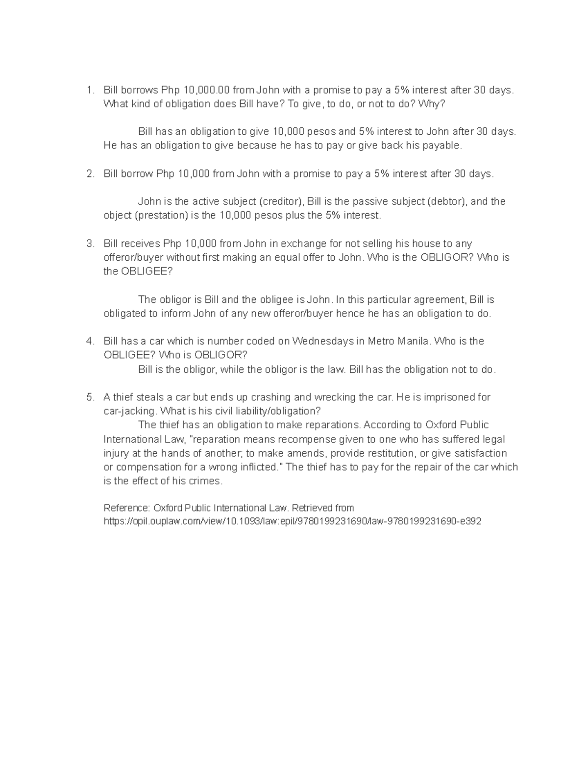 B Lawreg Assignment 2 - Bill borrows Php 10,000 from John with a ...