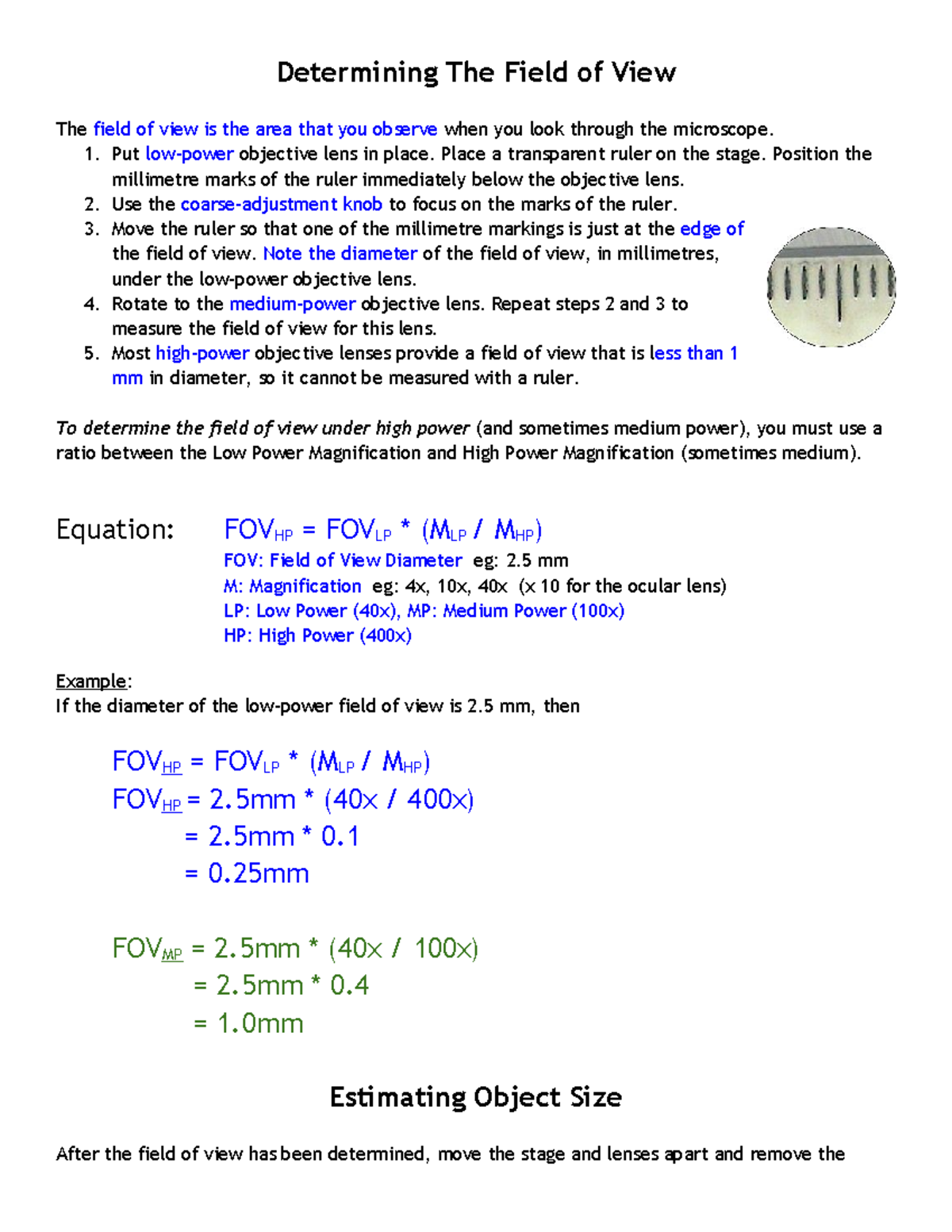 01b - Field of View - Determining The Field of View The field of view ...