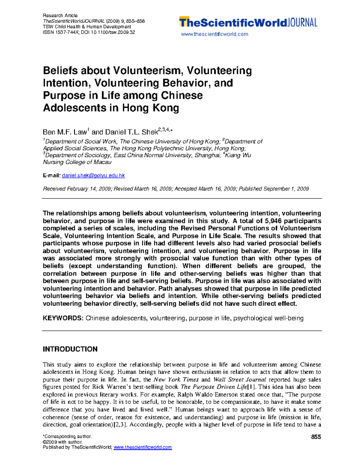 RRL 4 Beliefs about Volunteerism, Volunteering - Research Article ...