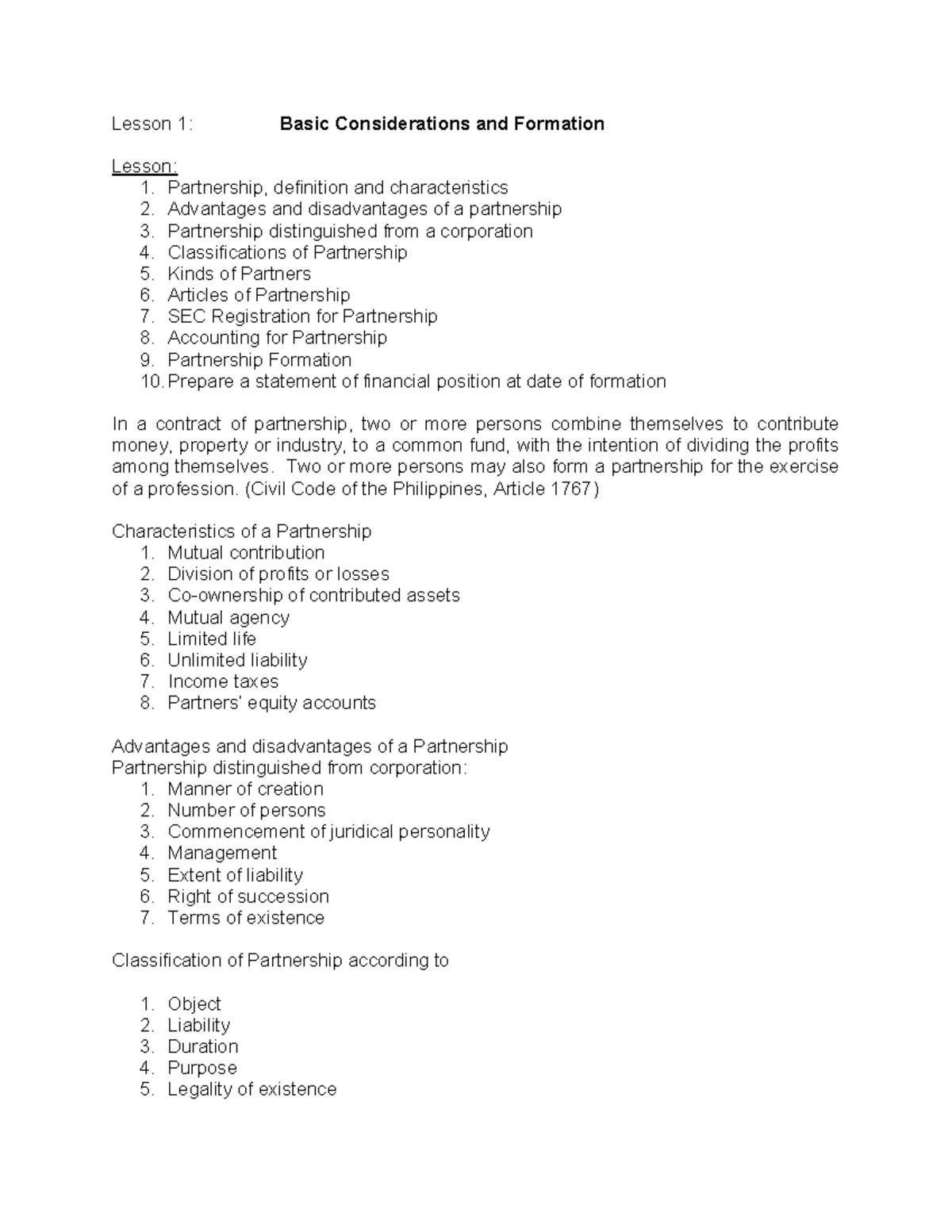 Lesson 1 Basic Consideration and Formation - Lesson 1: Basic ...