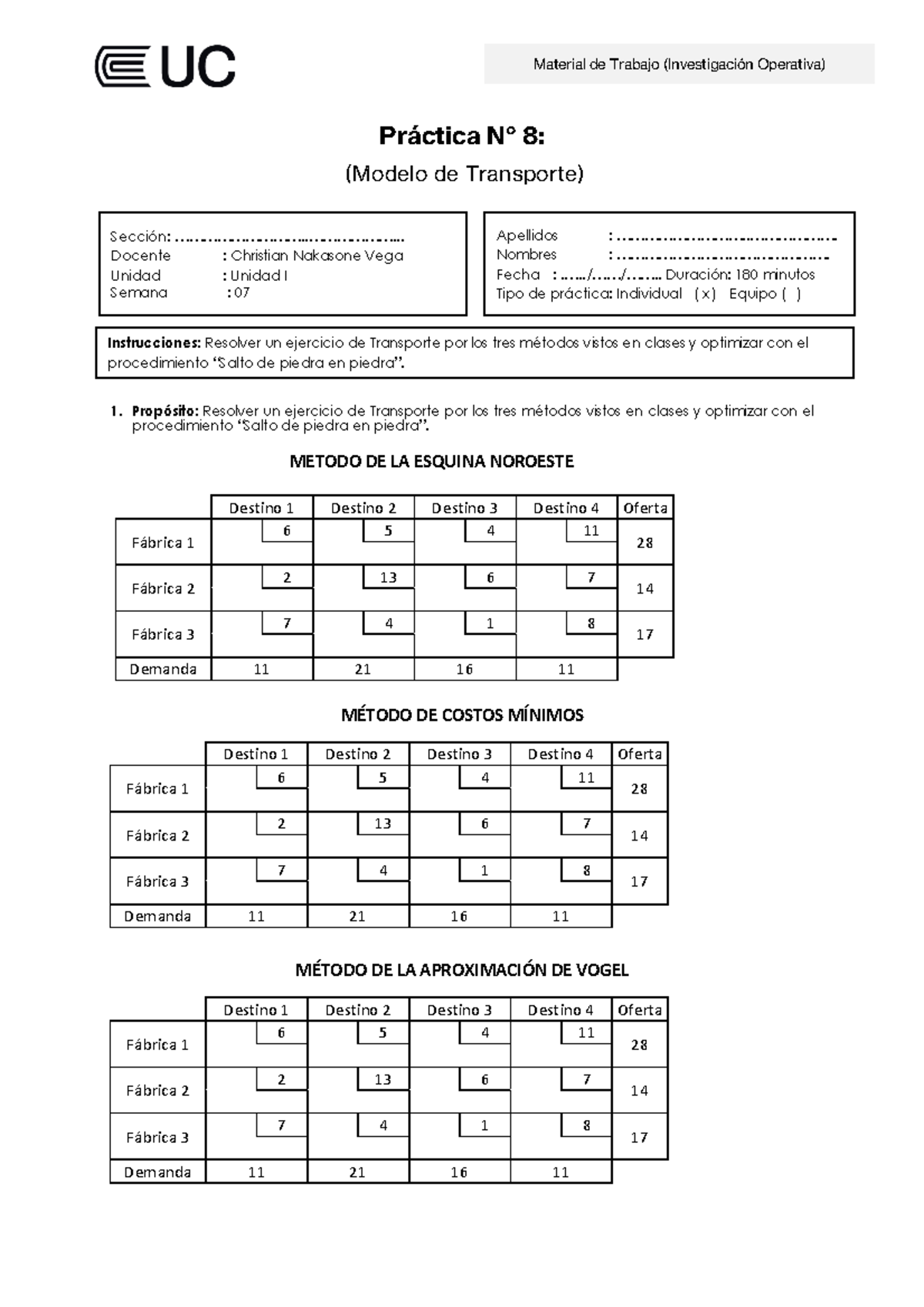 Práctica NRO 08 Modl t. - Material de Trabajo (Investigación Operativa ...