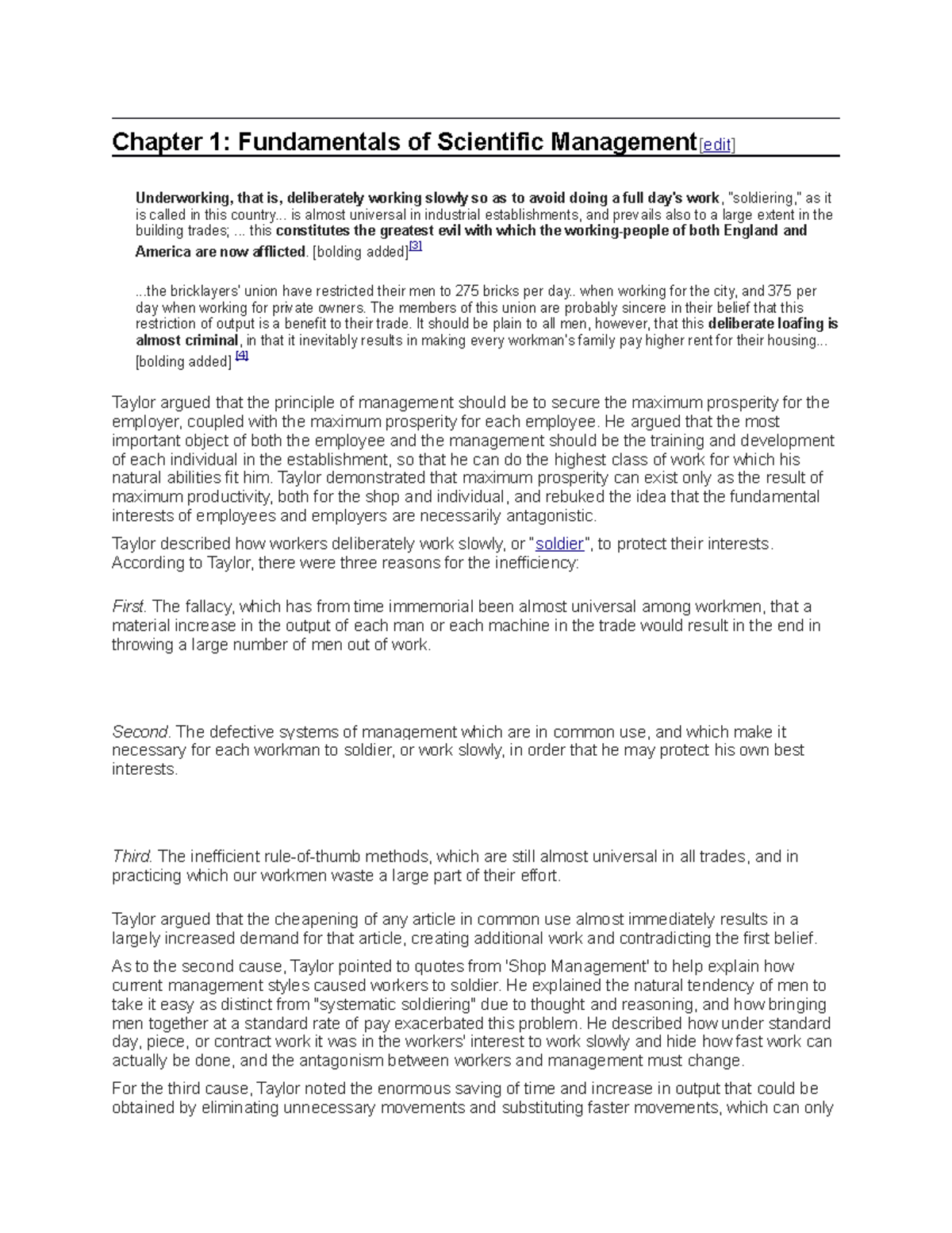 The Principles of Scientific Management - Chapter 1: Fundamentals of ...