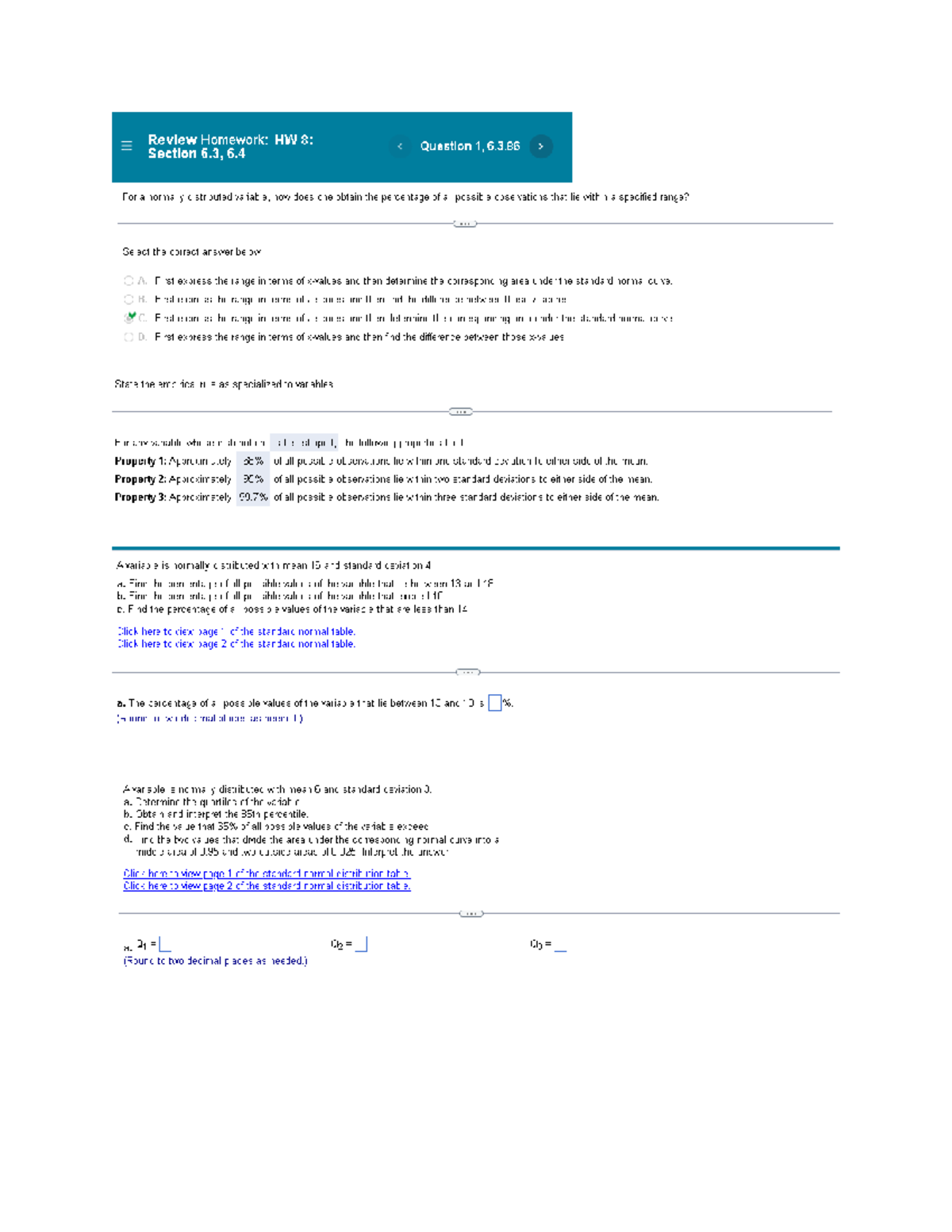 HW 8 Section 6-3 6-4 - stat152 - Studocu