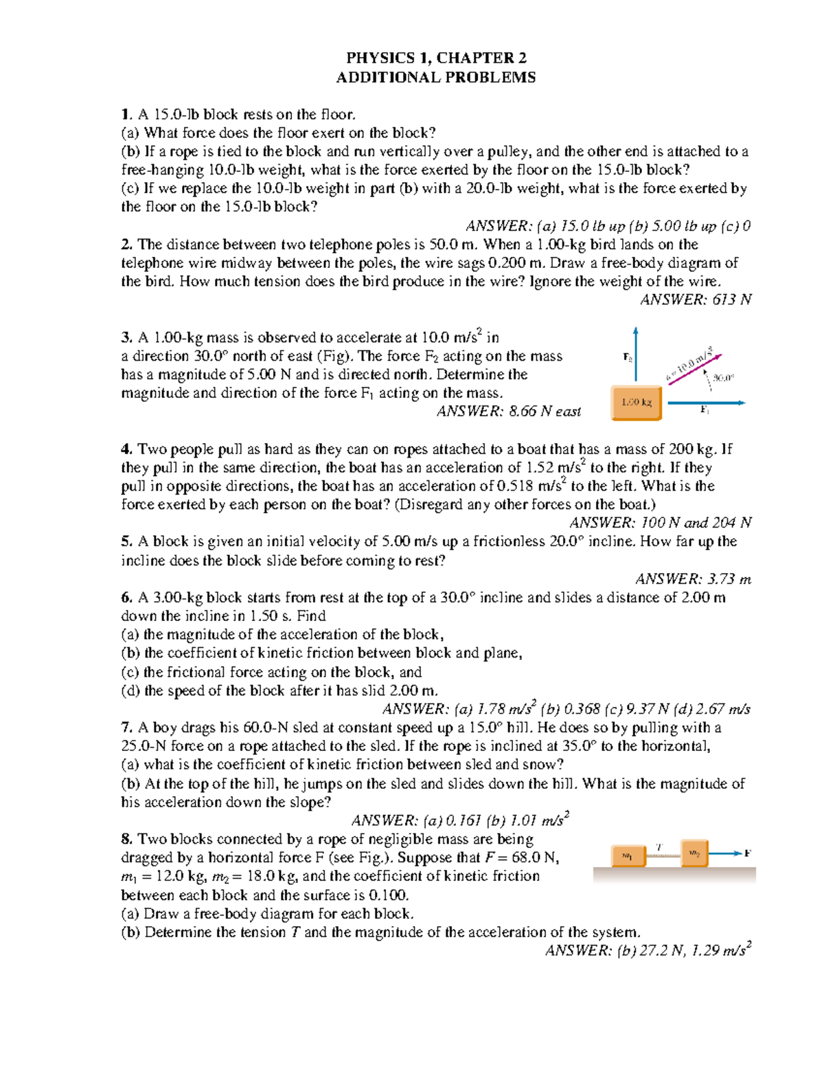 Extra Problem Phys 1Ch2 - PHYSICS 1, CHAPTER 2 ADDITIONAL PROBLEMS 1. A ...