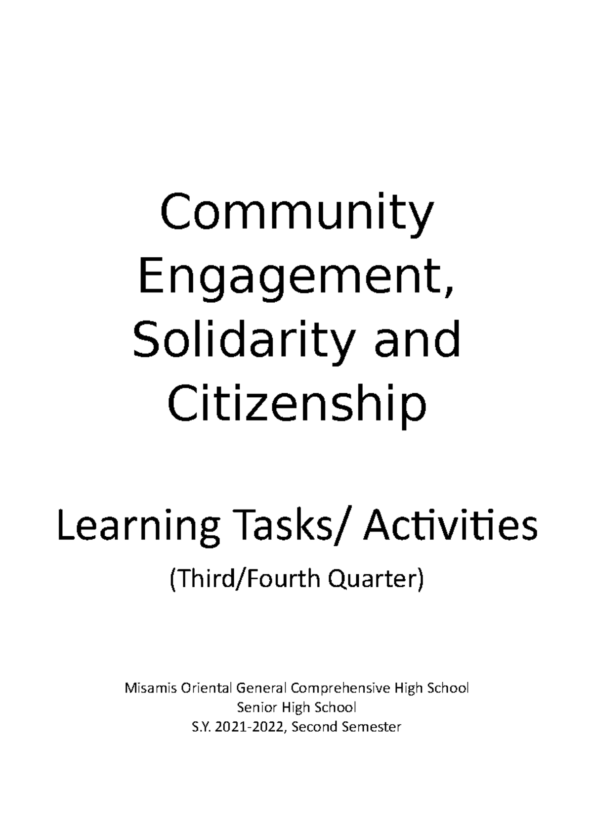 Community Engagement Activity Sheets - Strategies in Education - Studocu