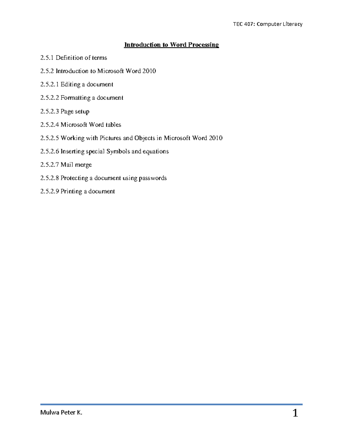 Lecture 5 and 6 -introduction to word processing - Electrical and ...