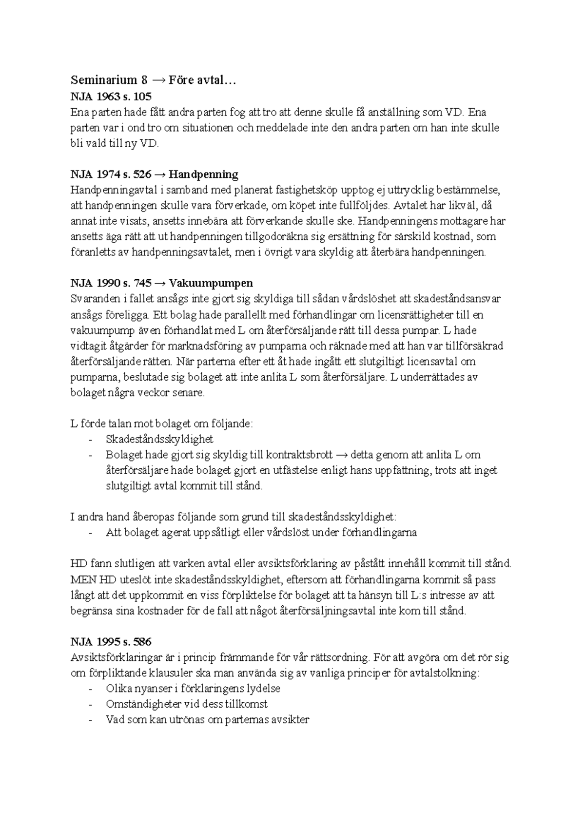 Seminarium 8 → Före avtal… - Google Dokument - Seminarium 8 → Före ...