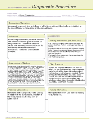 ATI - diagnostic procedure template Hemoglobin A1c - ACTIVE LEARNING ...
