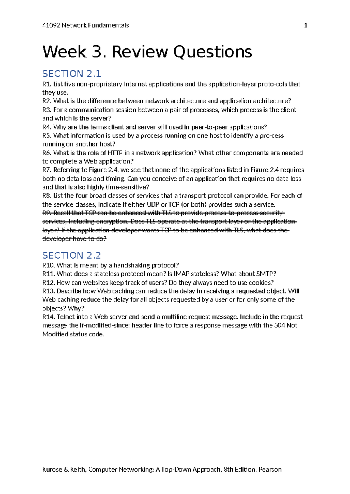 Week3 Review Question 41092 Network Fundamentals Week 3 Review Questions Section 2 R1 List