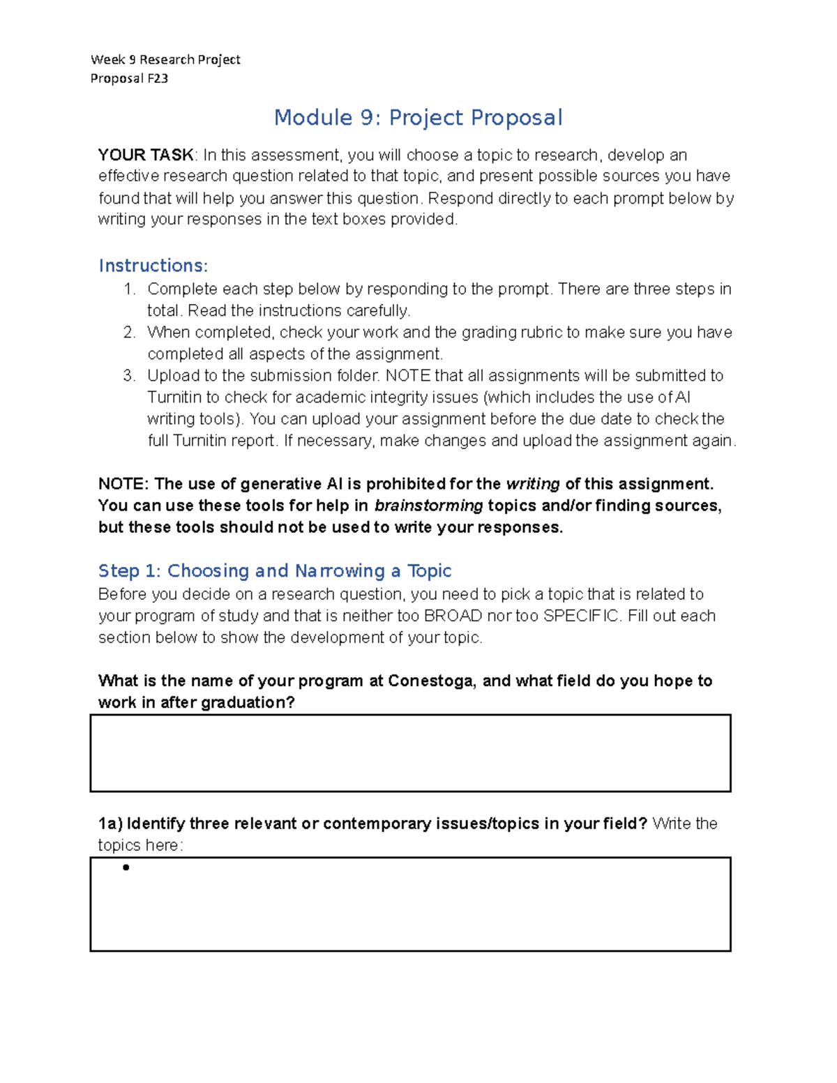 Template-Research Proposal Assignment F23 - Week 9 Research Project Proposal F Module 9: Project ...