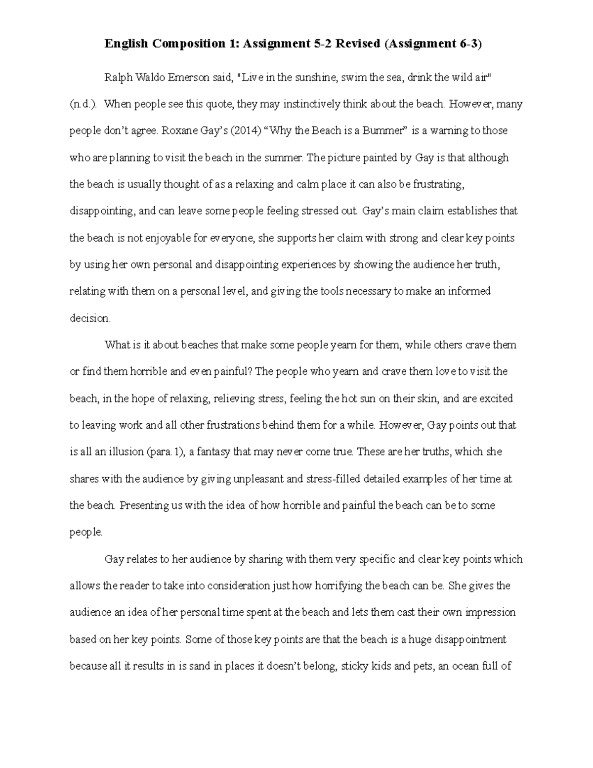 English Comp. 1 - 5-2 Assignment - English Composition 1: Assignment 5 ...