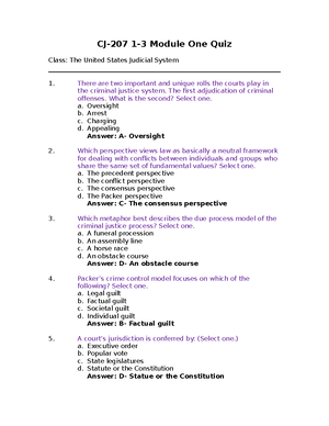 CJ 207 7-3 Quiz - Quiz for all of Module 7 - CJ-207 7-3 Module Seven Quiz Course: The United ...