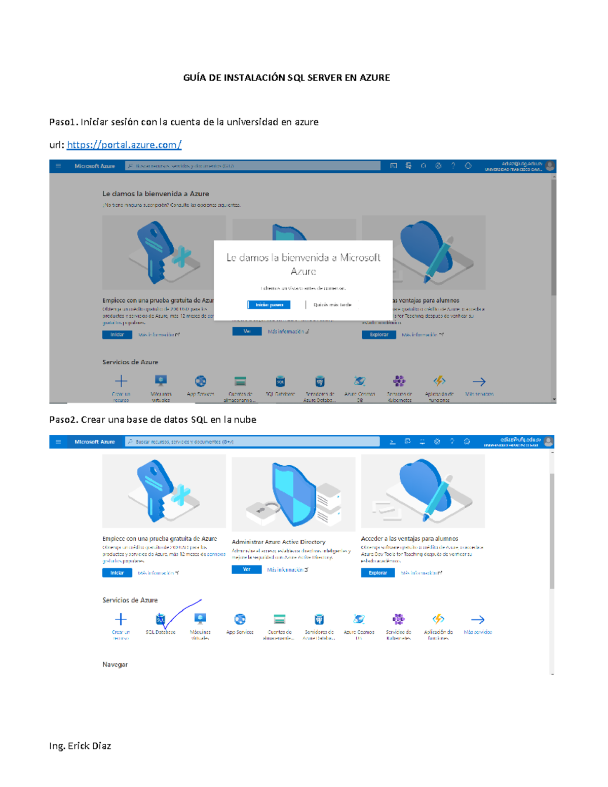 Azure SQL - repaso para poder pasar laboratiorios - GUÍA DE INSTALACIÓN ...