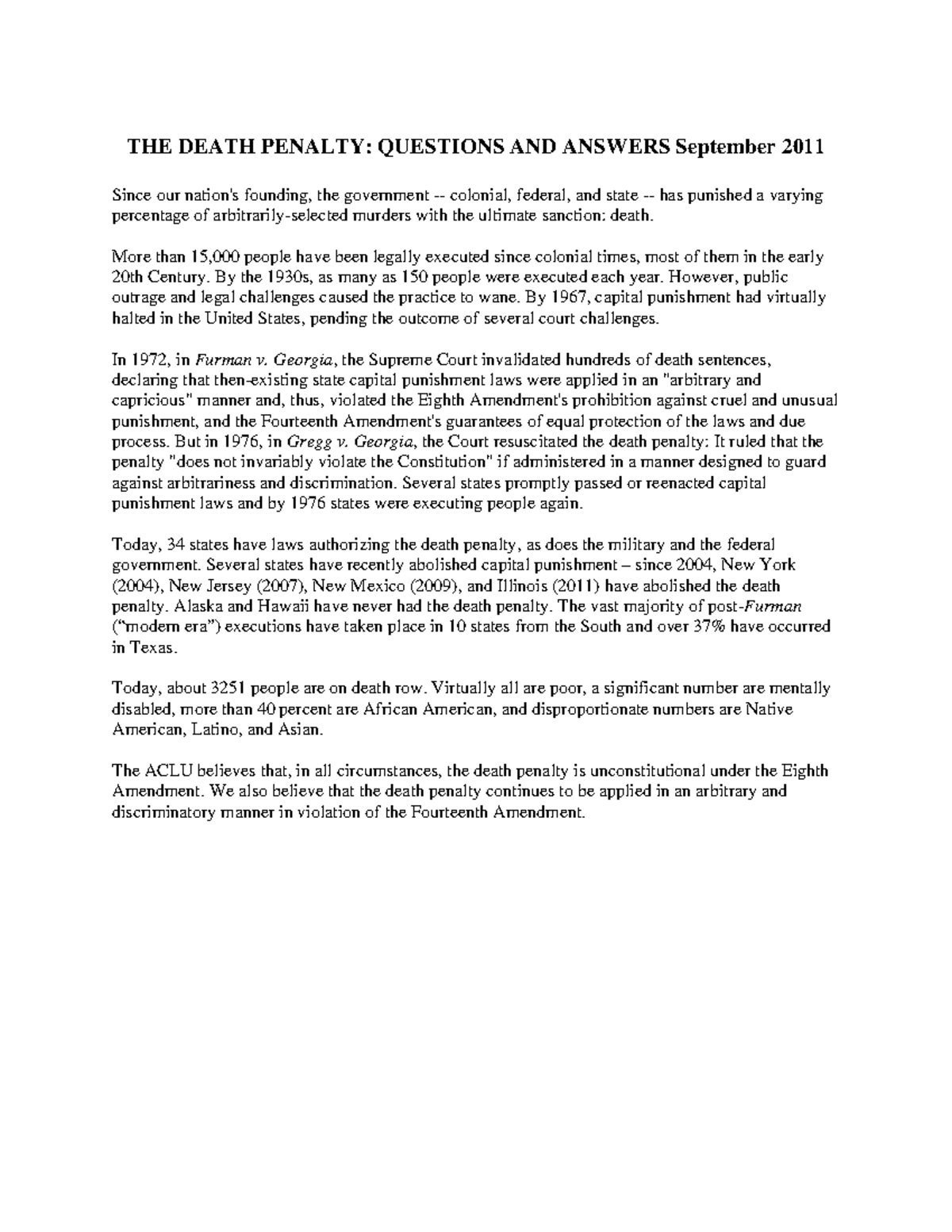 2011-10-03 dp qa updated - THE DEATH PENALTY: QUESTIONS AND ANSWERS ...