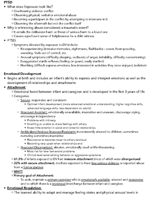 Notes PSY 316 Module 6 - Maltreatment: • Any act or series of acts of ...