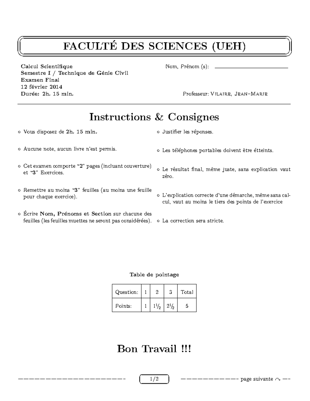 Math exam template - Il s´agit d´un cours d´analyse numérique destiné ...