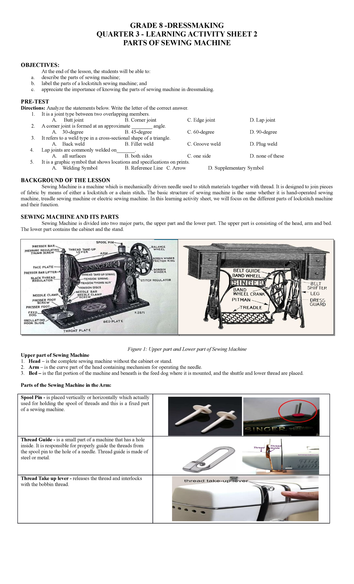 Dressmaking 2-table - GRADE 8 -DRESSMAKING QUARTER 3 - LEARNING ...
