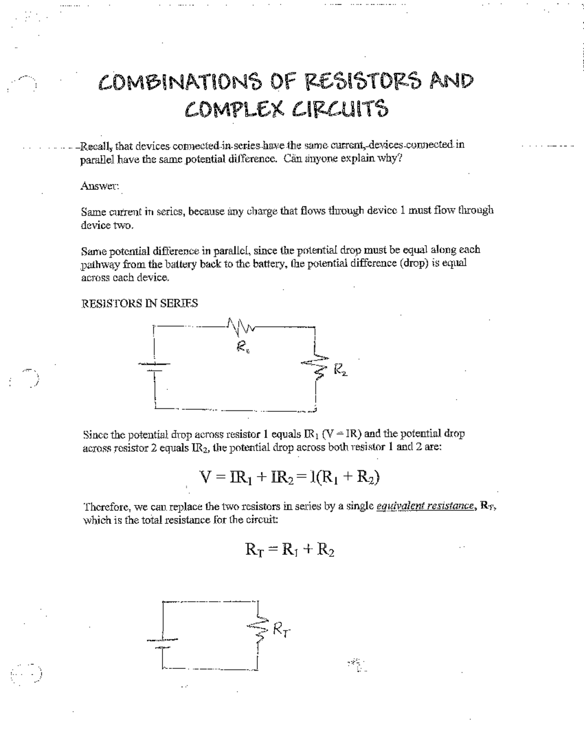Resistors - notes - PHYS 206 - Studocu