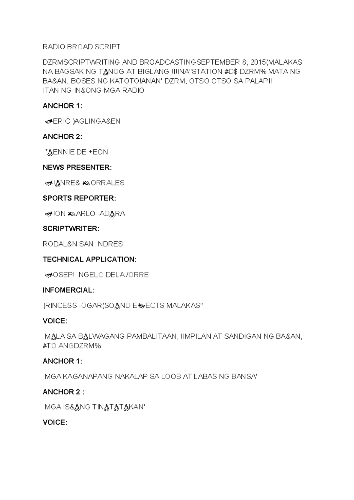 Radio Broad Script - RADIO BROAD SCRIPT DZRMSCRIPTWRITING AND ...