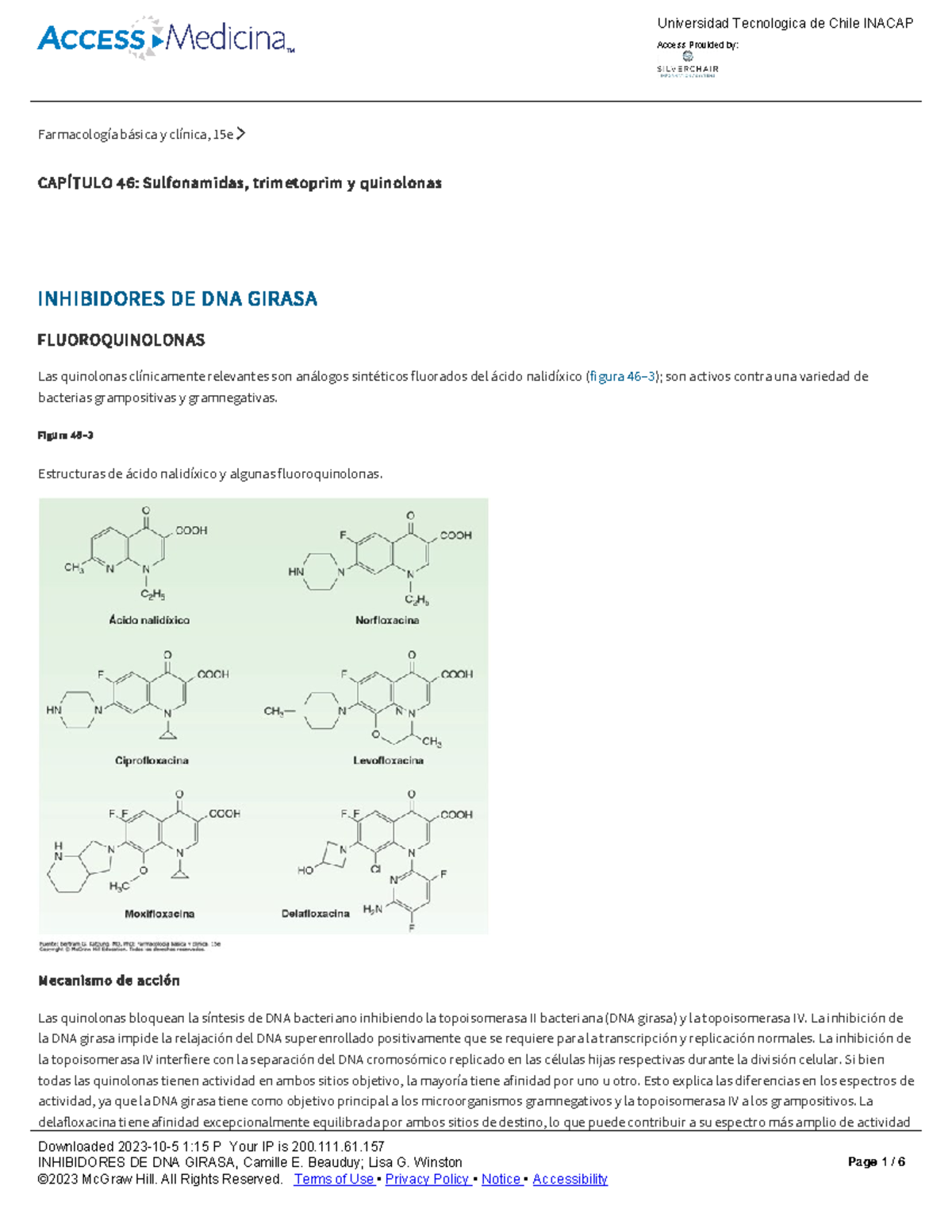 Inhibidores DE DNA Girasa - Farmacología básica y clínica, 15e CAPÍTULO ...