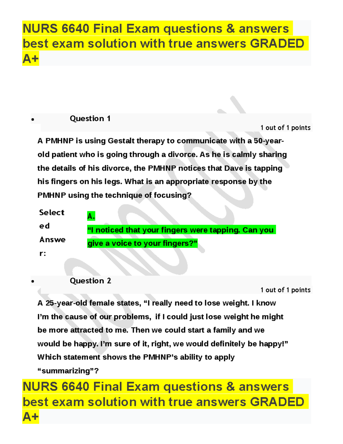 6640 Final Exam with true answers - Question 1 1 out of 1 points ...