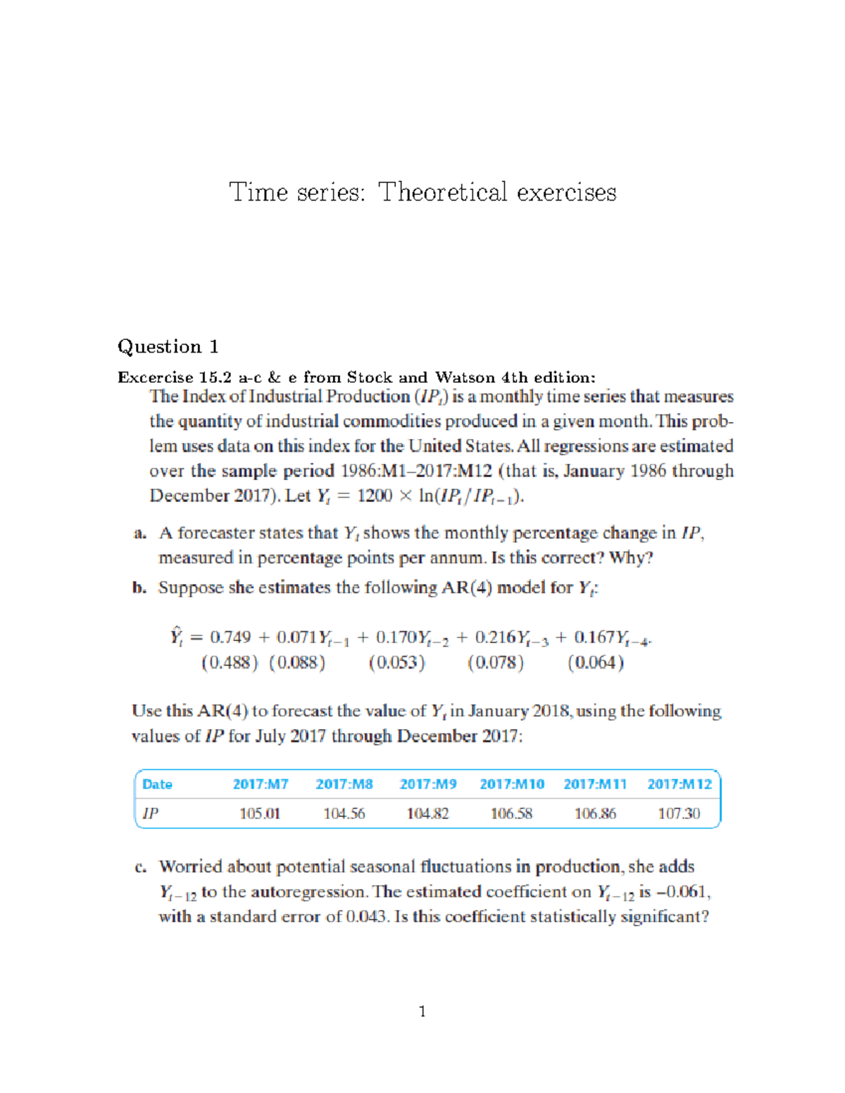 Exerciseset Time Series-2 - Time series: Theoretical exercises Question ...