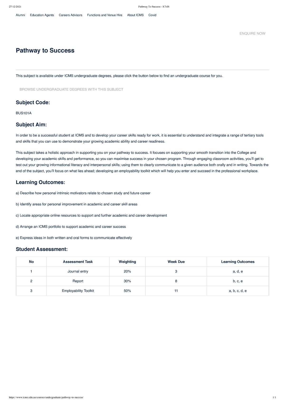 Pathway To Success - ICMS - edu/courses/undergraduate/pathway-to ...