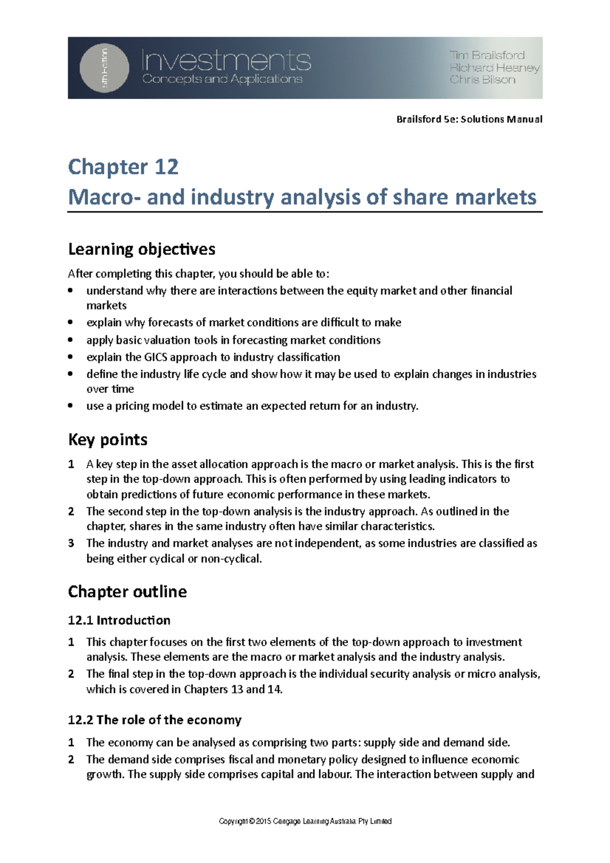 Brailsford 5e SM Ch12 - Brailsford 5e: Solutions Manual Chapter 12 ...