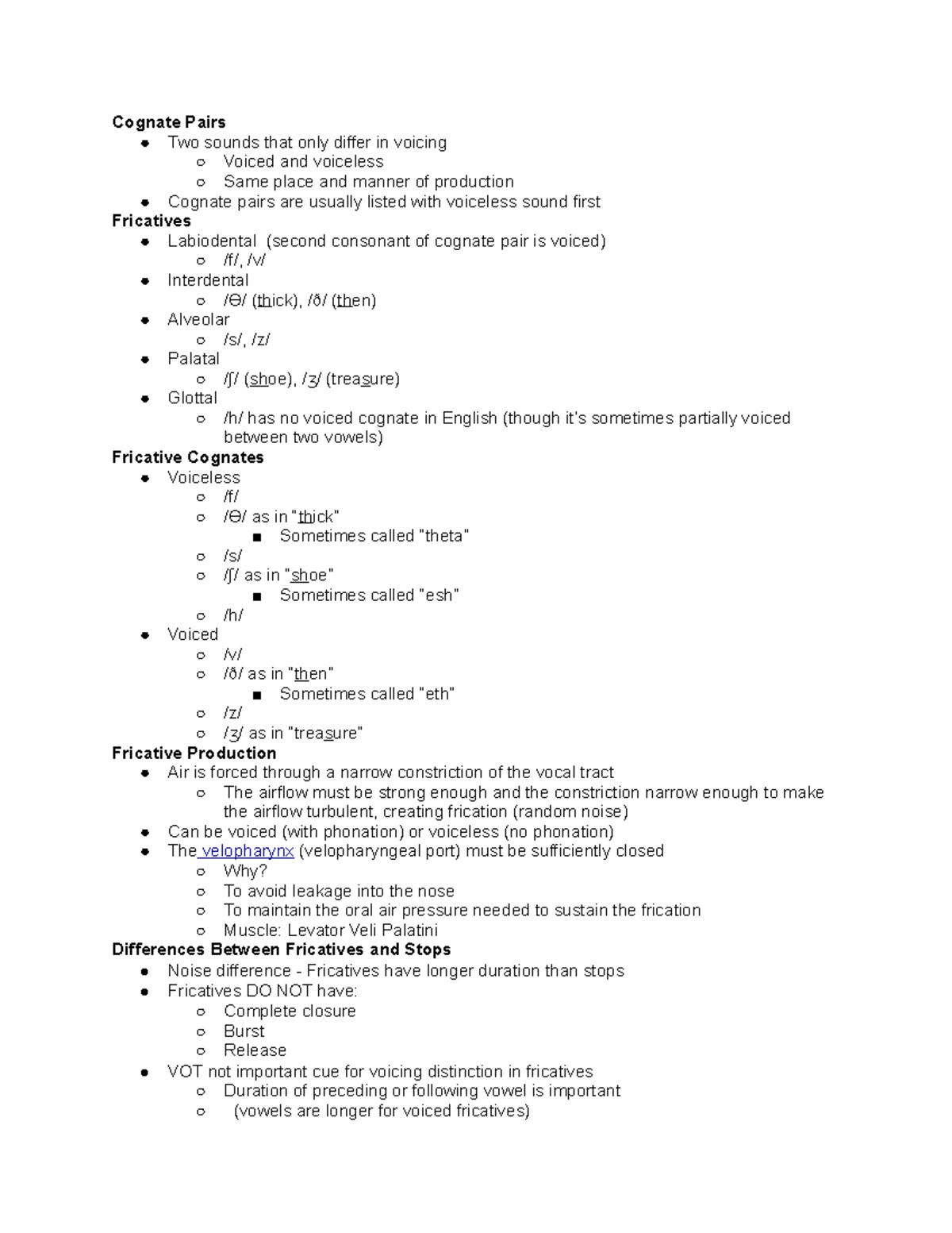 Consonants PT 2 - Cognate Pairs Two sounds that only differ in voicing ...