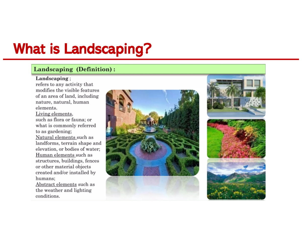 [AR171-1P] Planning 1 - Module 3 Lecture - What is Landscaping? Module ...