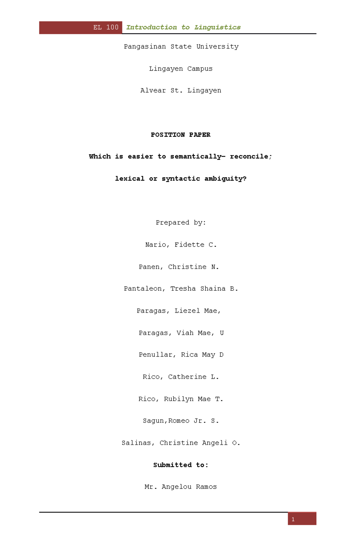 Group 5 Position Paper - Explains variety of communication. Its types ...