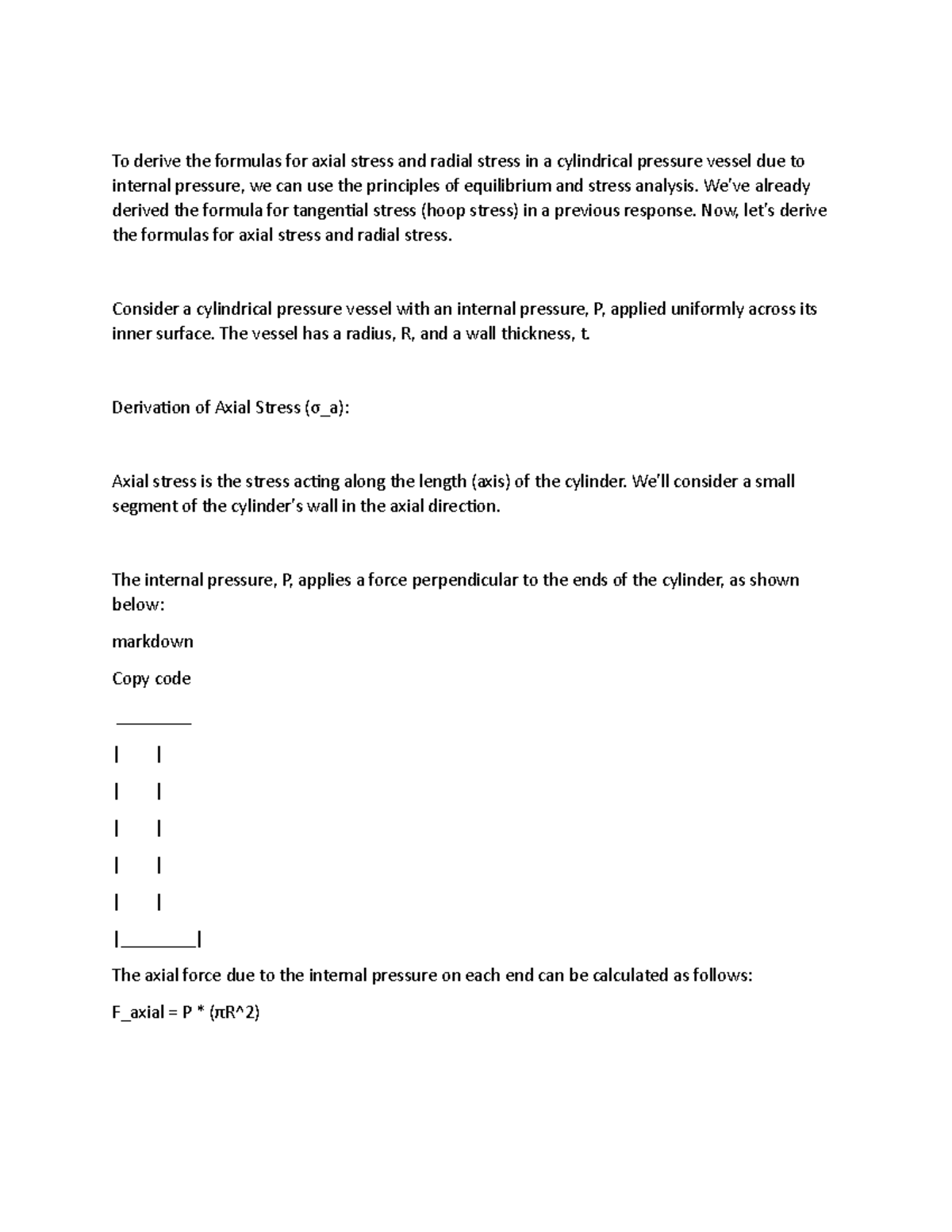 Axial and radial stress formulas derivation - To derive the formulas ...