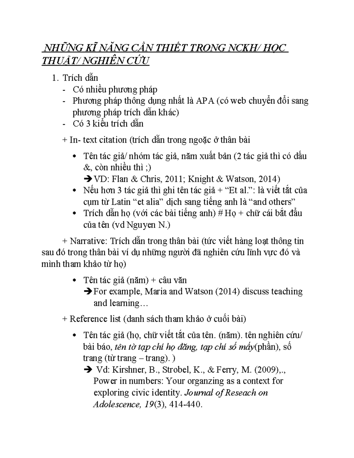 NHỮNG KĨ NĂNG CẦN THIẾT Trong NCKH - NHỮNG KĨ NĂNG CẦN THIẾT TRONG NCKH ...