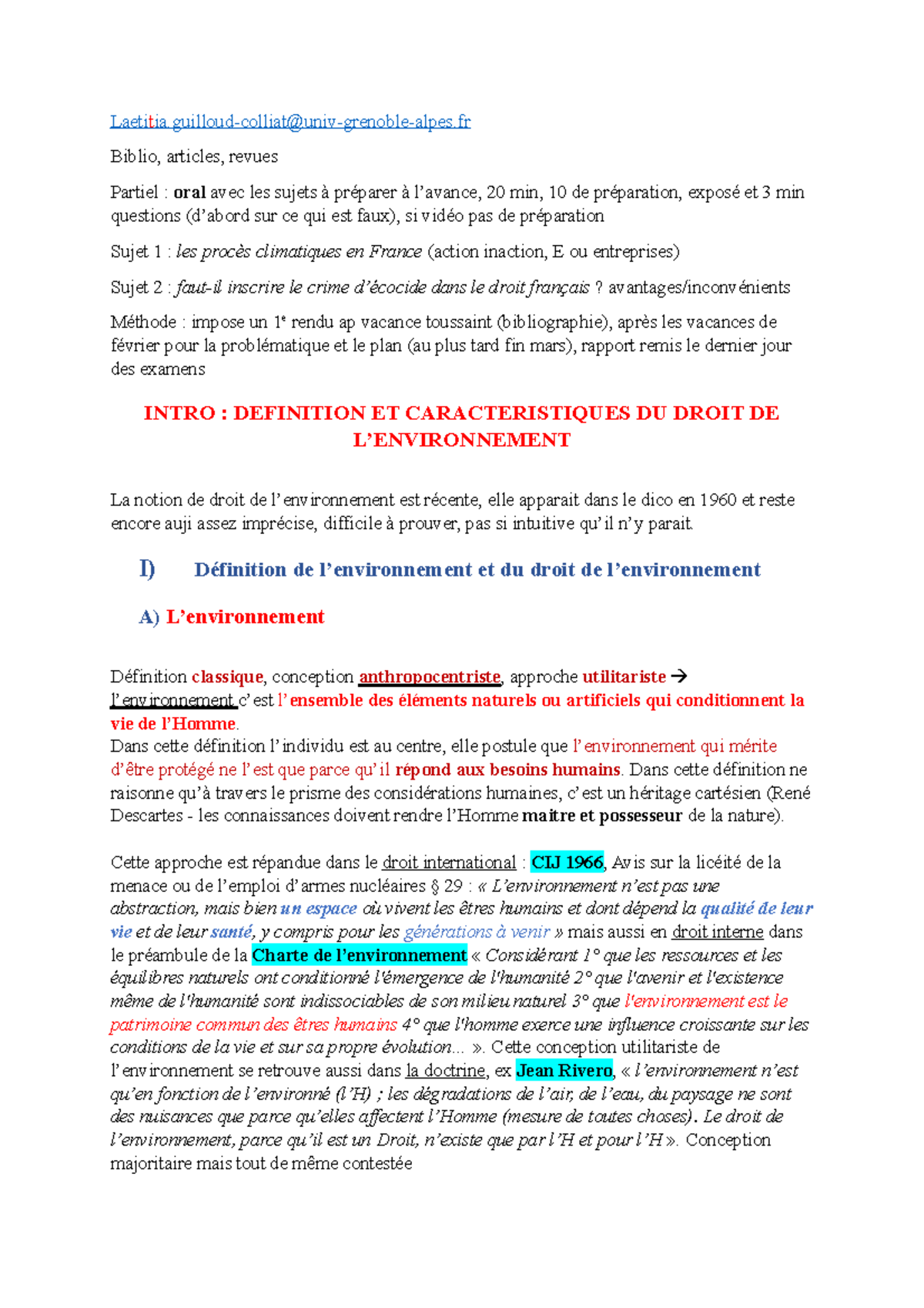 Environnement Cours Environnement Cours - Laeti t ia-colliat@univ ...