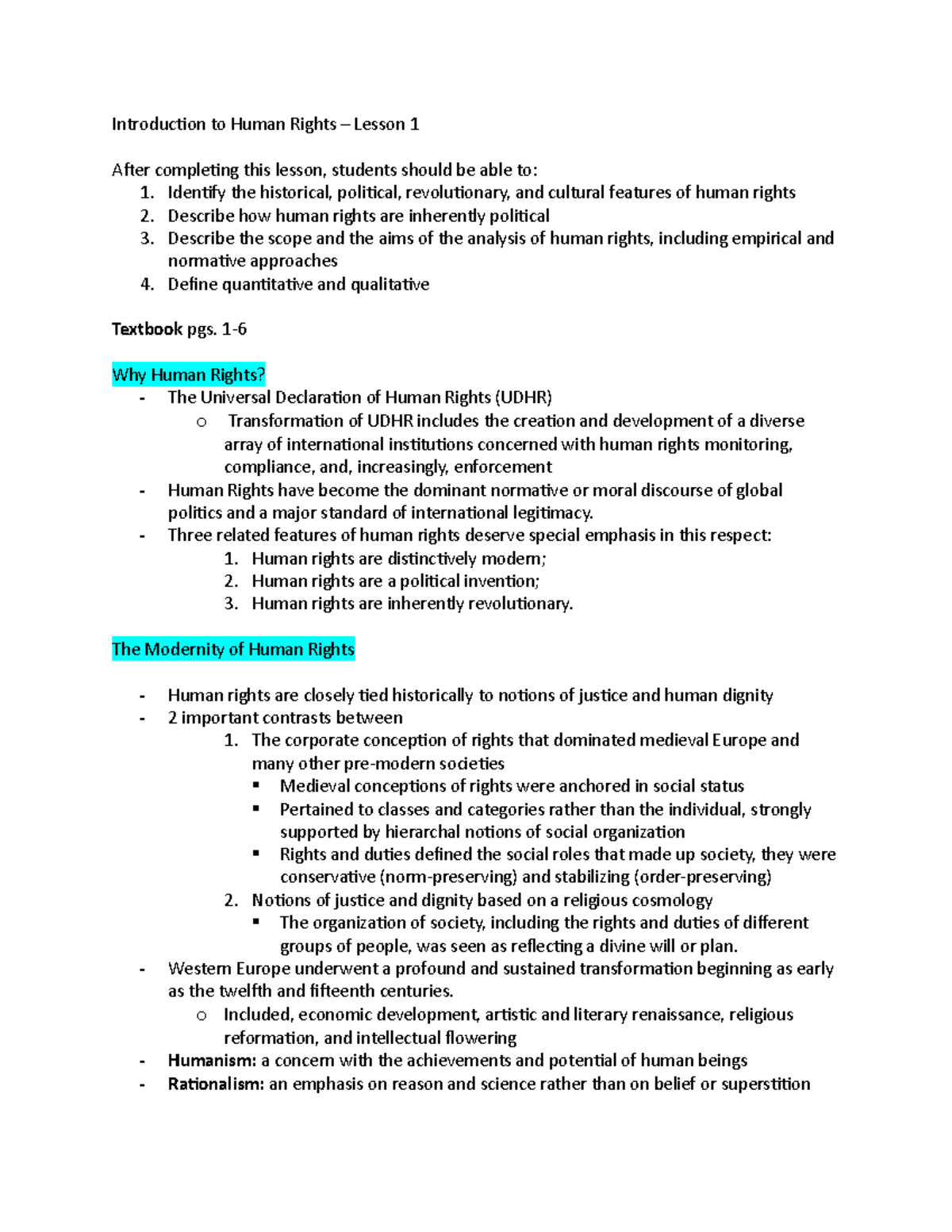 Introduction to Human Rights - Lesson 1 - Identify the historical ...