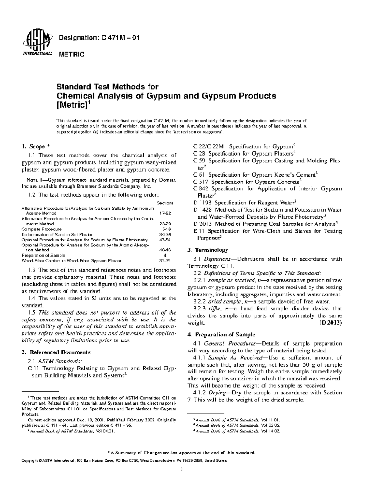 C471M - ASTM C471 - Designation: C 471M – 01 METRIC Standard Test ...
