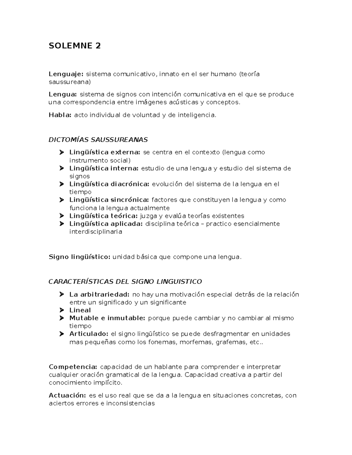 Solemne 2 - SOLEMNE 2 Lenguaje: sistema comunicativo, innato en el ser ...