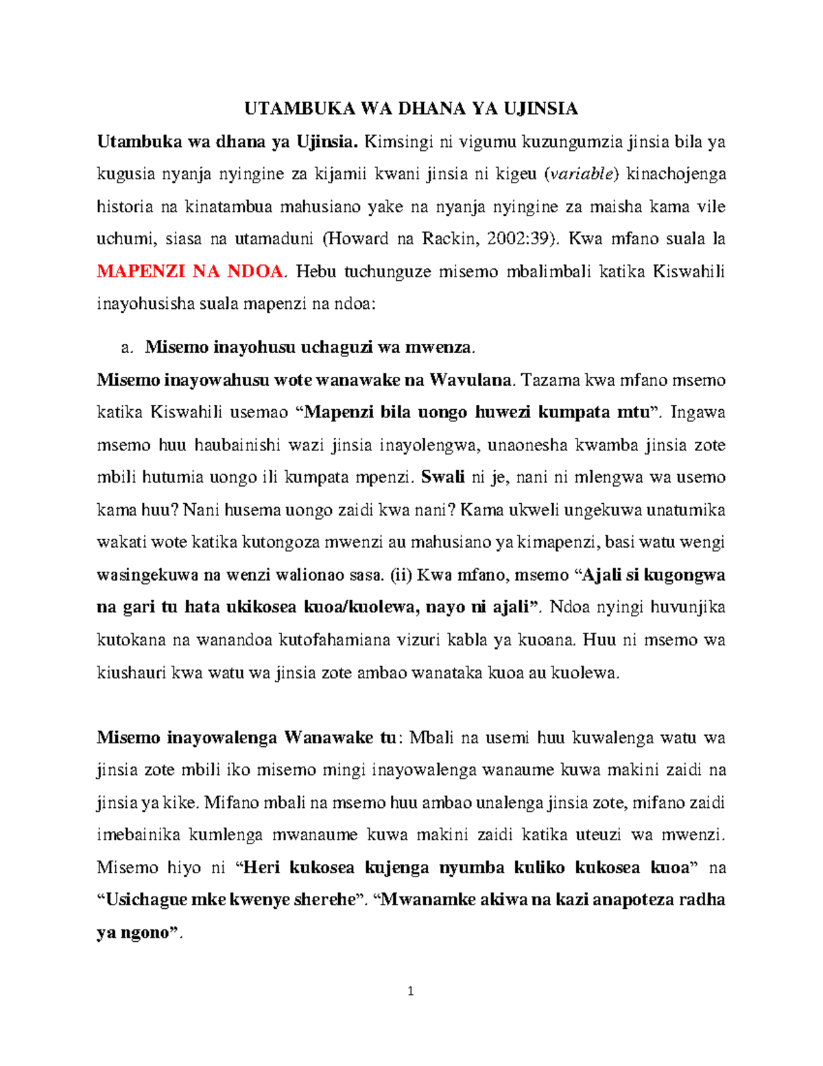 Usawiri WA Kijinsia Katika Misemo NA Methali - UTAMBUKA WA DHANA YA ...