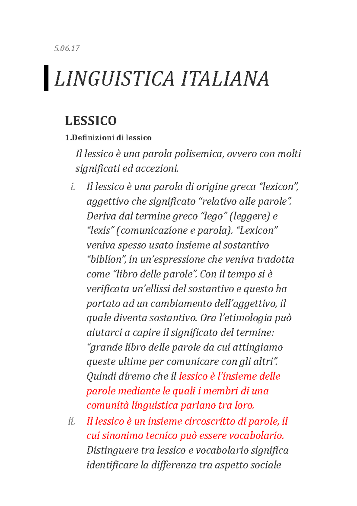 lessico e dizionari - LINGUISTICA ITALIANA LESSICO 1 di lessico Il lessico è una parola ...