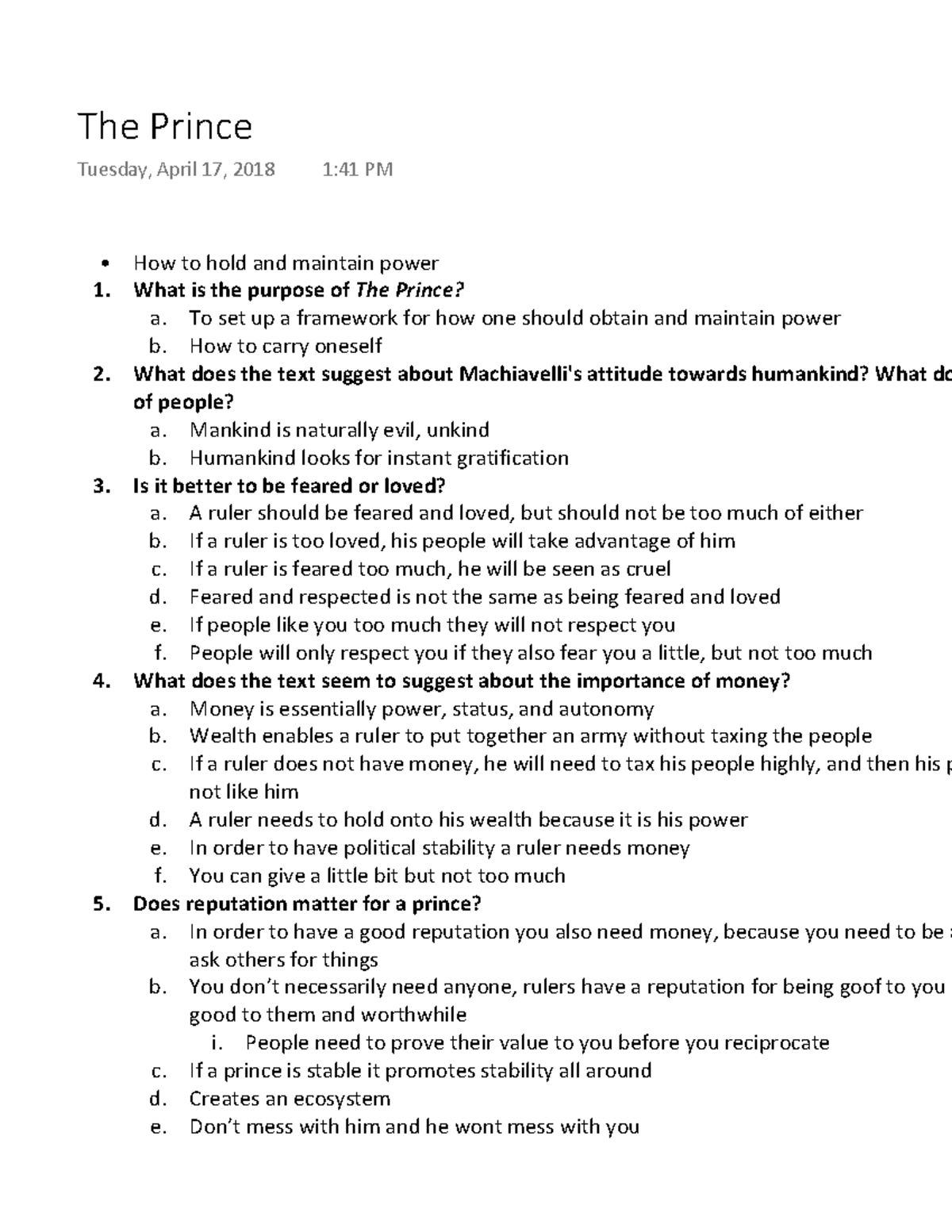 The Prince - notes - Warning: TT: undefined function: 32 How to hold ...